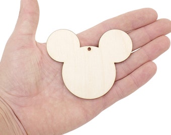 10x Wooden Mickey Mouse Shapes 1, Mouse Head Cut Out, Embellishments ...