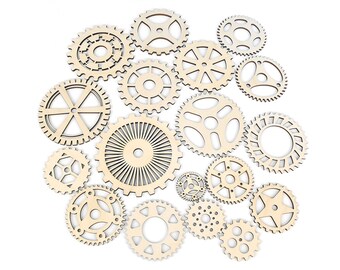 Wood Wheel Cog Cutout, Wooden Craft Supplies, Wood Crafting Shapes ...