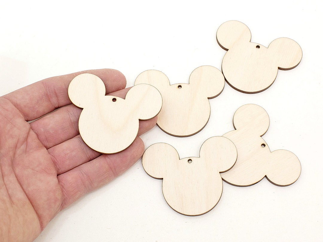 5x Wooden Mickey Mouse Shapes 5cm, Mouse Head Cut Out, Embellishments ...