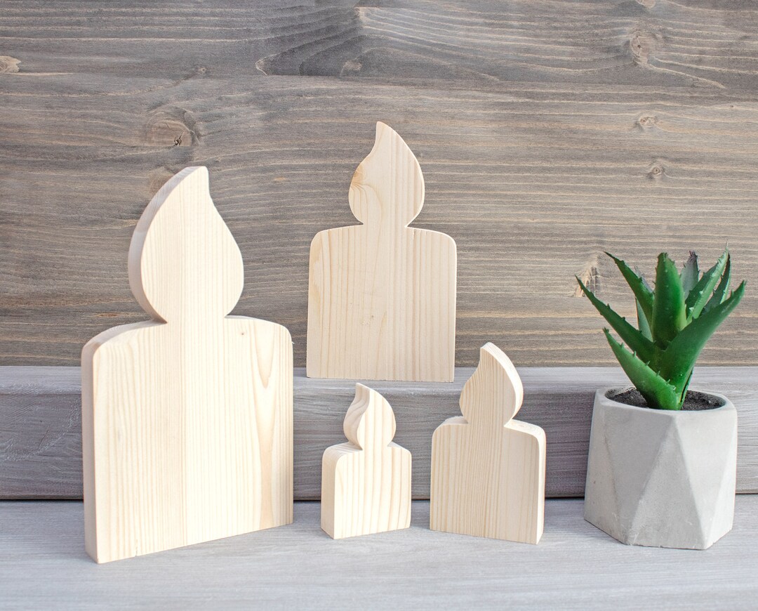 Unfinished Wooden Candle Cutout, Wood Blanks Craft DIY, Home Decor ...