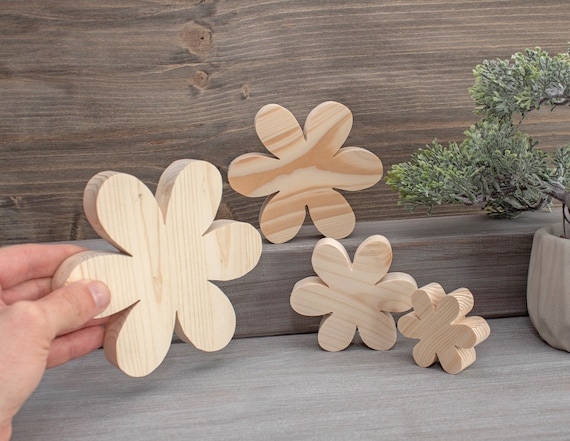 Unfinished Wooden Flowers Blanks Wood Cutout Craft DIY Home Decor Embellishments Decoupage MDS023