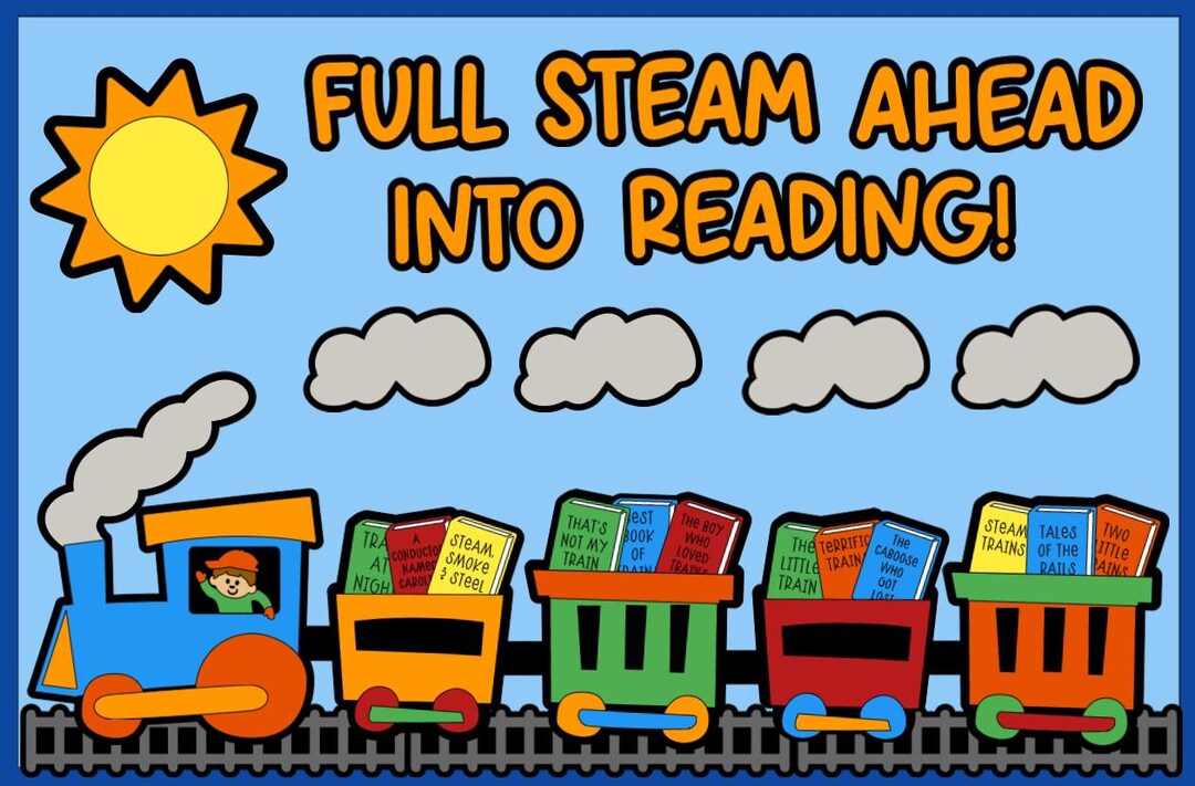 Full Speed Ahead Into Reading Bulletin Board Kit, Reading, School ...