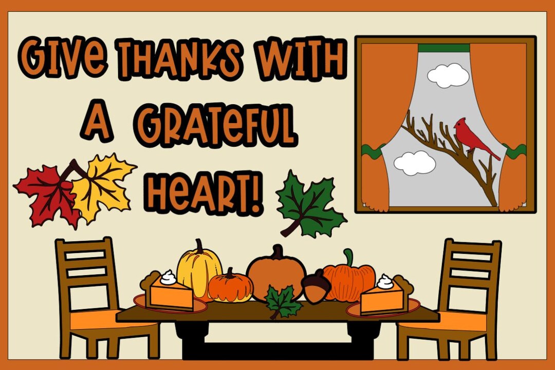 Give Thanks Bulletin Board Kit, School, Library, Classroom, Teacher ...