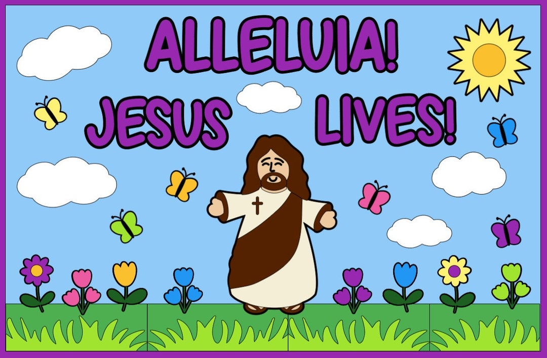 Alleluia Jesus Lives! Bulletin Board Kit, Easter, Christian, Jesus ...