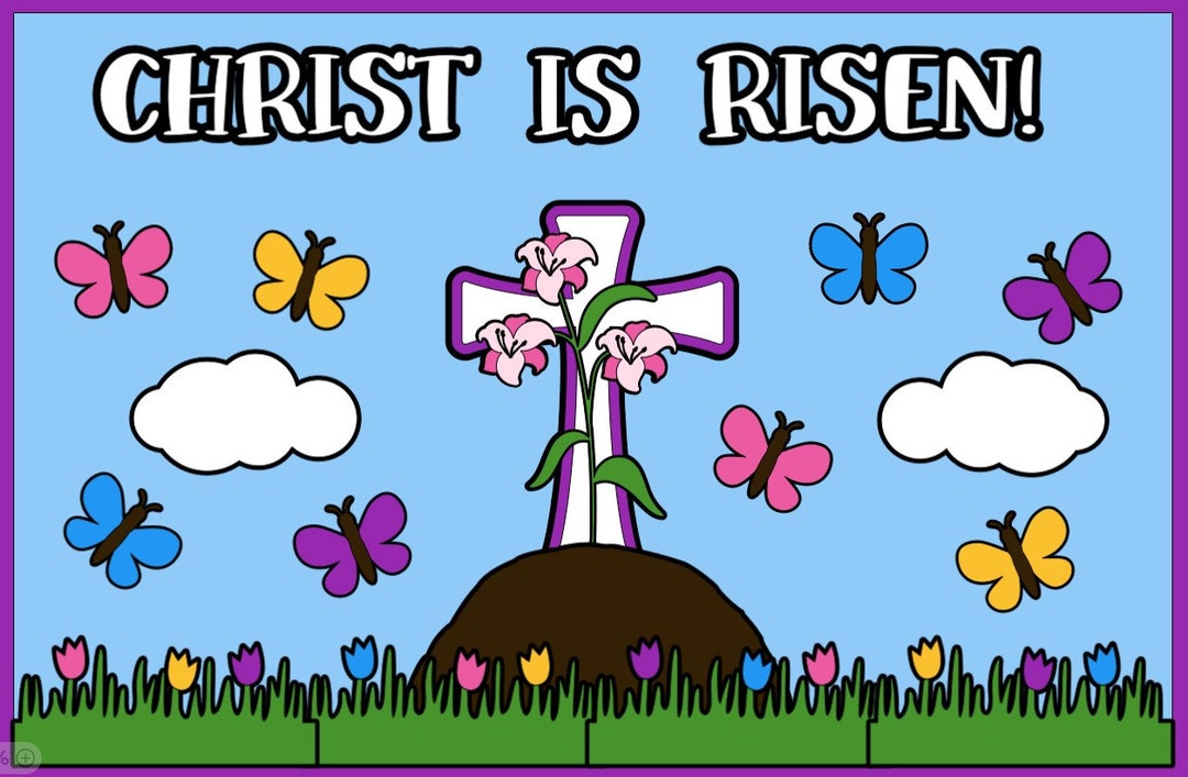 Christ is Risen Bulletin Board Kit, Christian, Easter, Jesus, Church ...