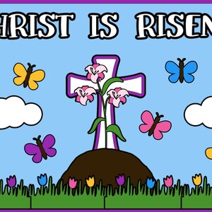 Christ is Risen Bulletin Board Kit, Christian, Easter, Jesus, Church ...