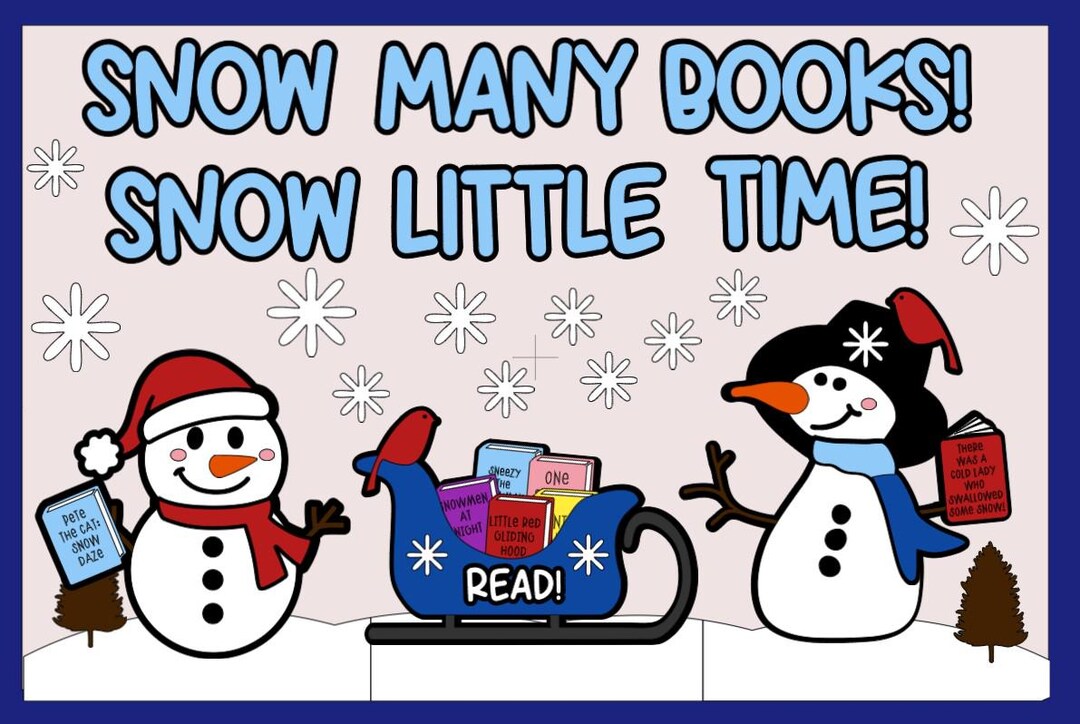 Snow Many Books Bulletin Board Kit, School, Reading, Library, Classroom ...