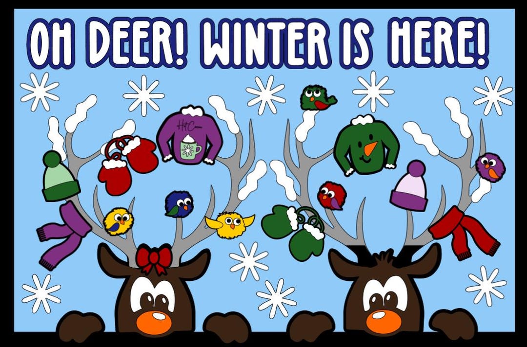 Winter Reindeer Bulletin Board Kit: Classroom Door Decoration - Etsy