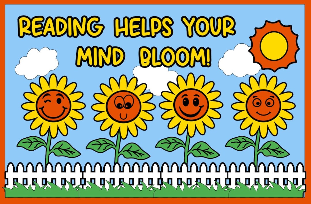 Buy Reading Helps Your Mind Bloom Bulletin Board Kit, Reading ...