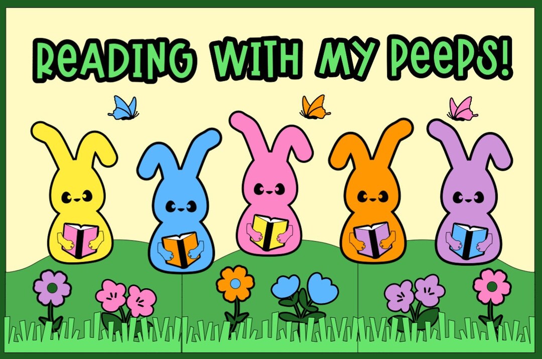 Reading With My Peeps Bulletin Board Kit, Reading, School, Library ...