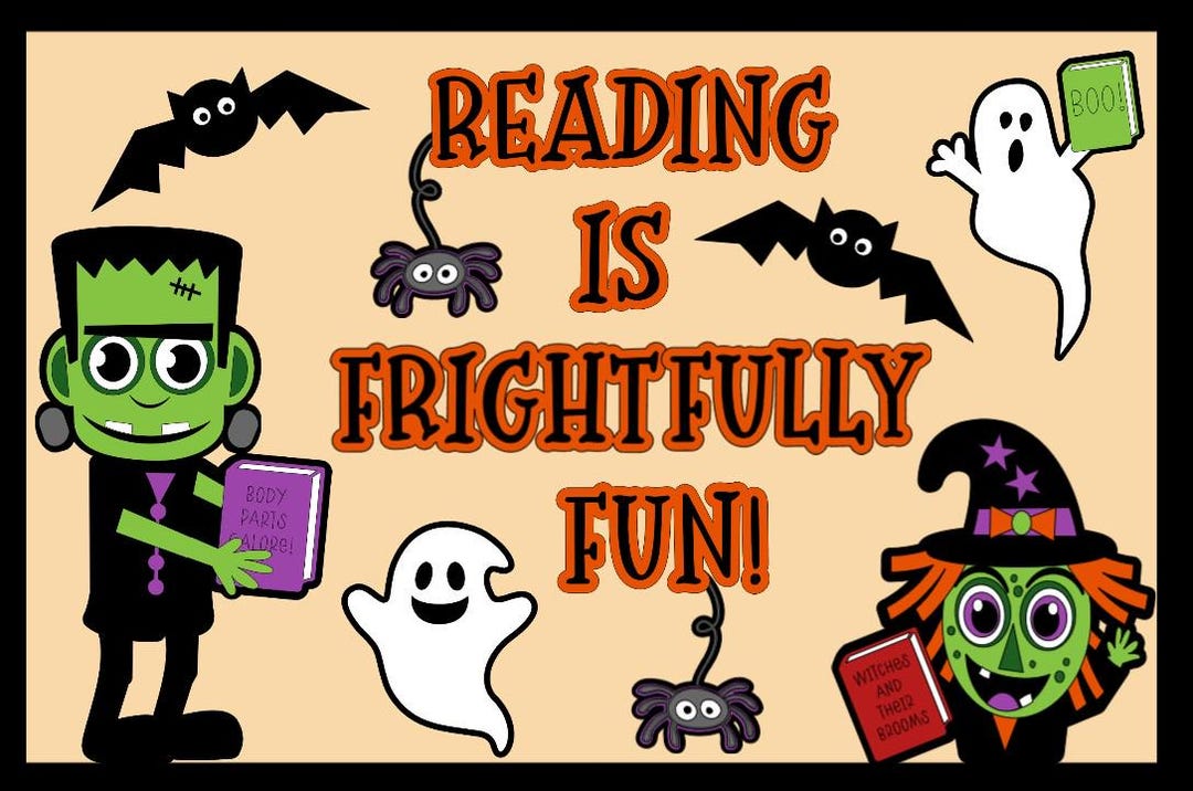 Halloween Reading Bulletin Board Kit: Library Classroom Decor - Etsy