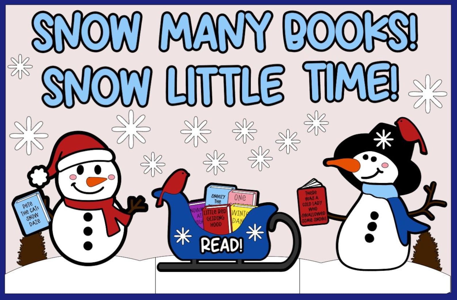 Snow Many Books Bulletin Board Kit, School, Reading, Library, Classroom ...