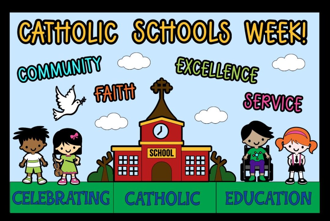 Catholic Schools Week Bulletin Board Kit, School, Church, Catholic ...