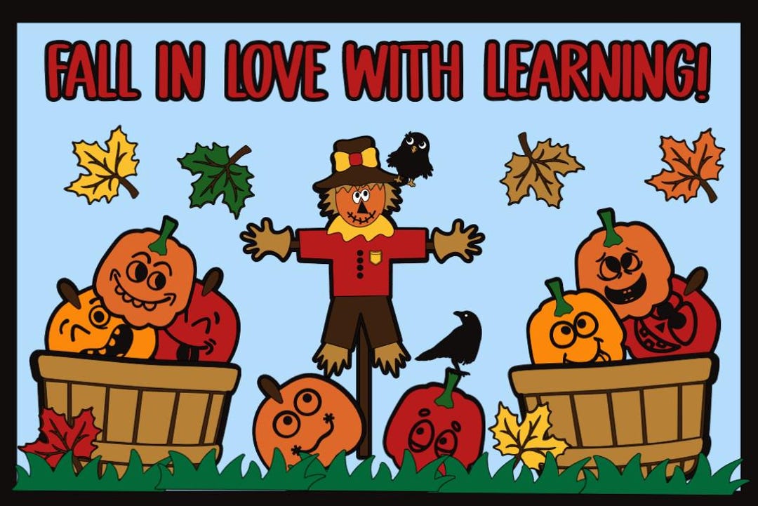 Fall Bulletin Board Kit: Scarecrow, Pumpkins, and Autumn Leaves - Etsy