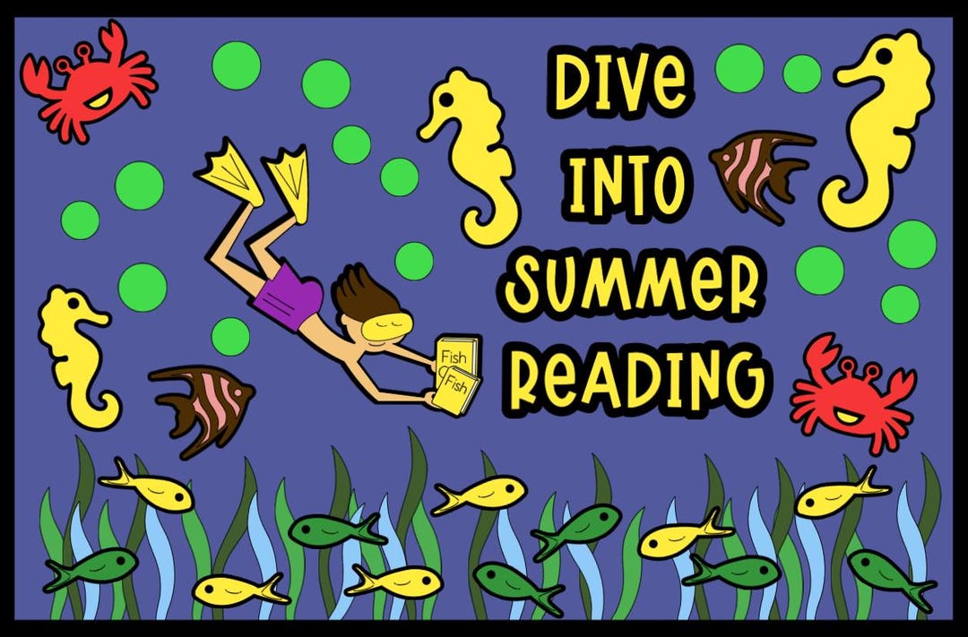 Dive Into Summer Reading Bulletin Board Kit, School, Classroom, Library ...