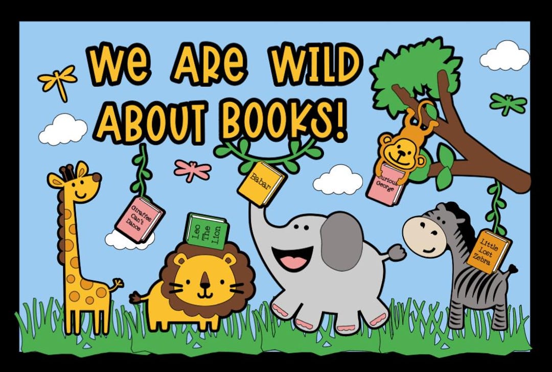 Wild About Books Bulletin Board Kit: Zoo Animals Classroom Decor - Etsy