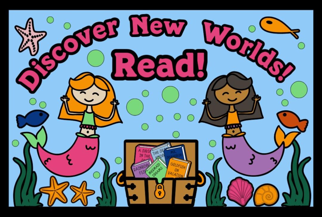 Mermaid Reading Bulletin Board Kit: Classroom Library Decor - Etsy