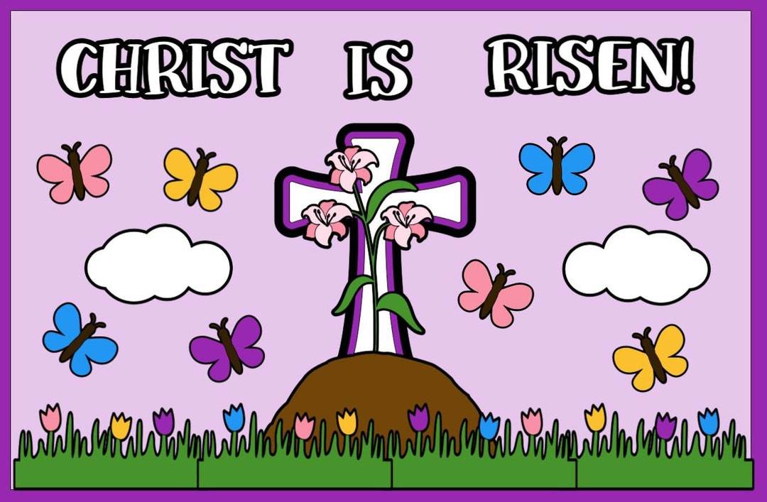 Christ is Risen Bulletin Board Kit Christian Easter Jesus - Etsy