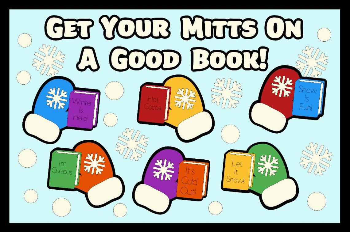 Winter Reading Bulletin Board Kit: Mittens, Books, Snowflakes - Etsy