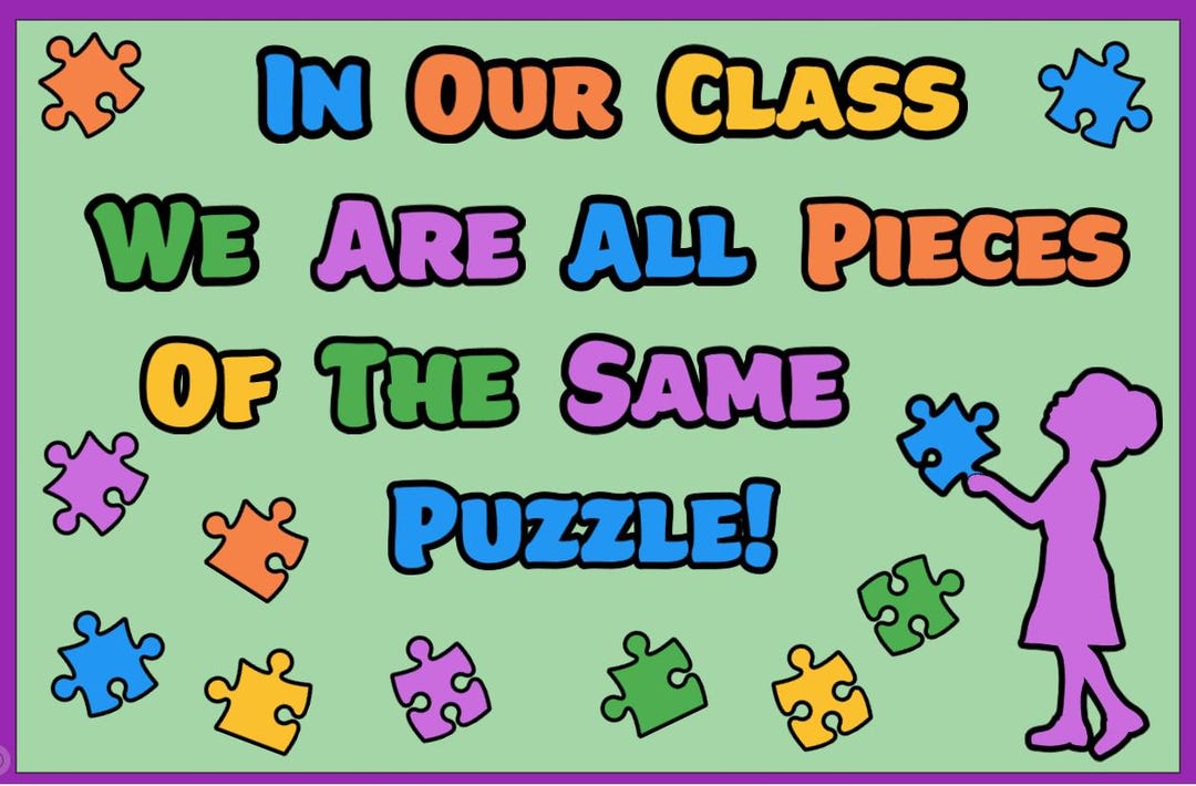 Puzzle Piece Bulletin Board Kit: Classroom, Library, School Decor - Etsy