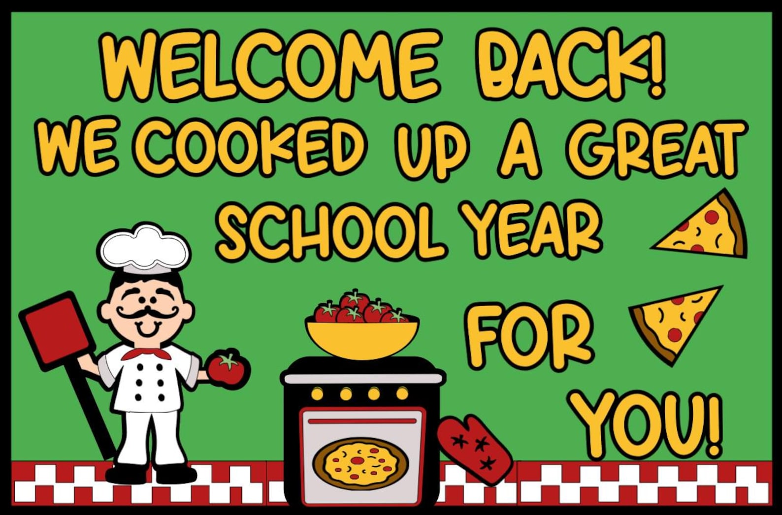Welcome Back to School Bulletin Board Kit: Chef, Pizza Oven Decor - Etsy