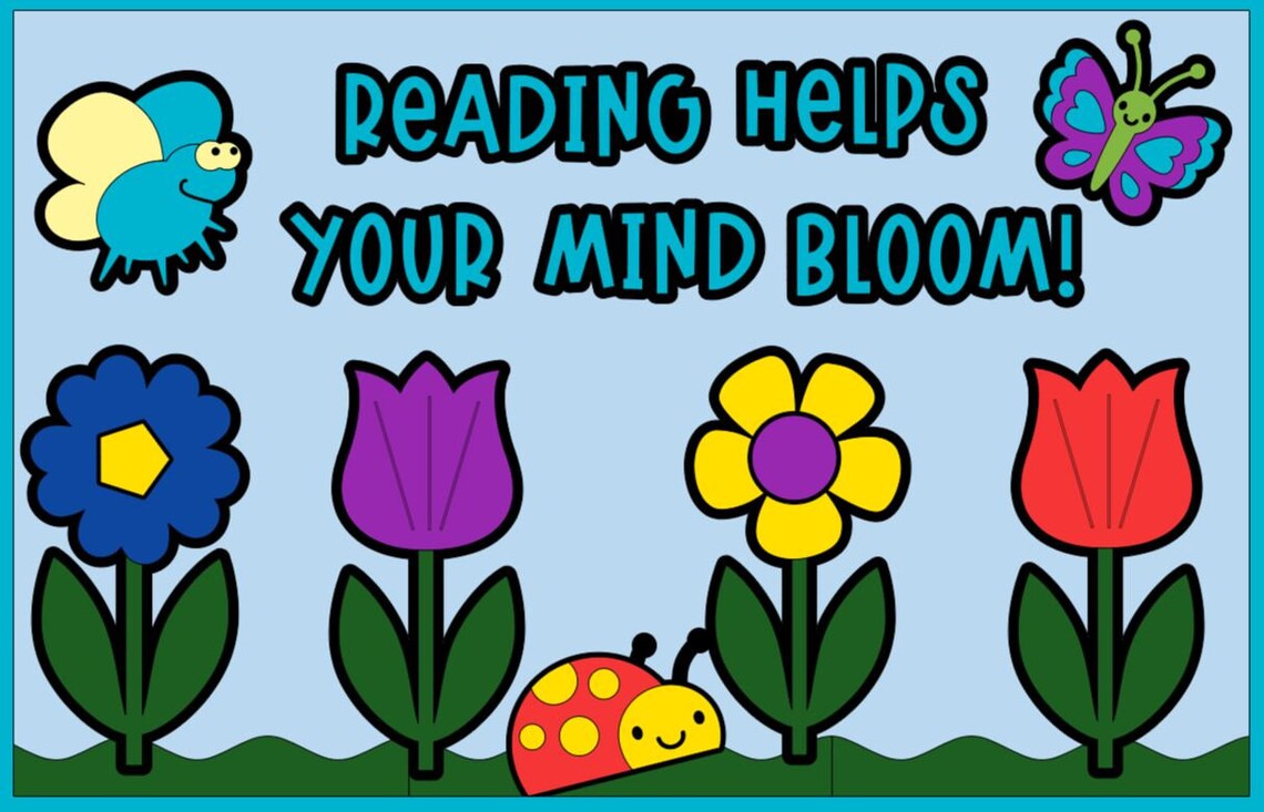 Reading Helps Your Mind Bloom Bulletin Board Premade Die - Etsy