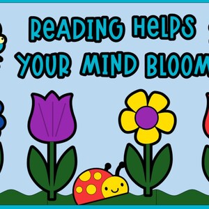 Reading Helps Your Mind Bloom Bulletin Board Premade Die - Etsy