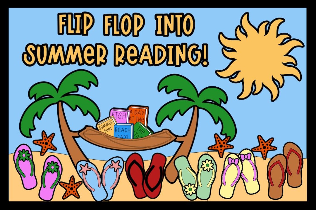 Summer Reading Bulletin Board Kit: Flip Flops, Hammock, Books - Etsy ...