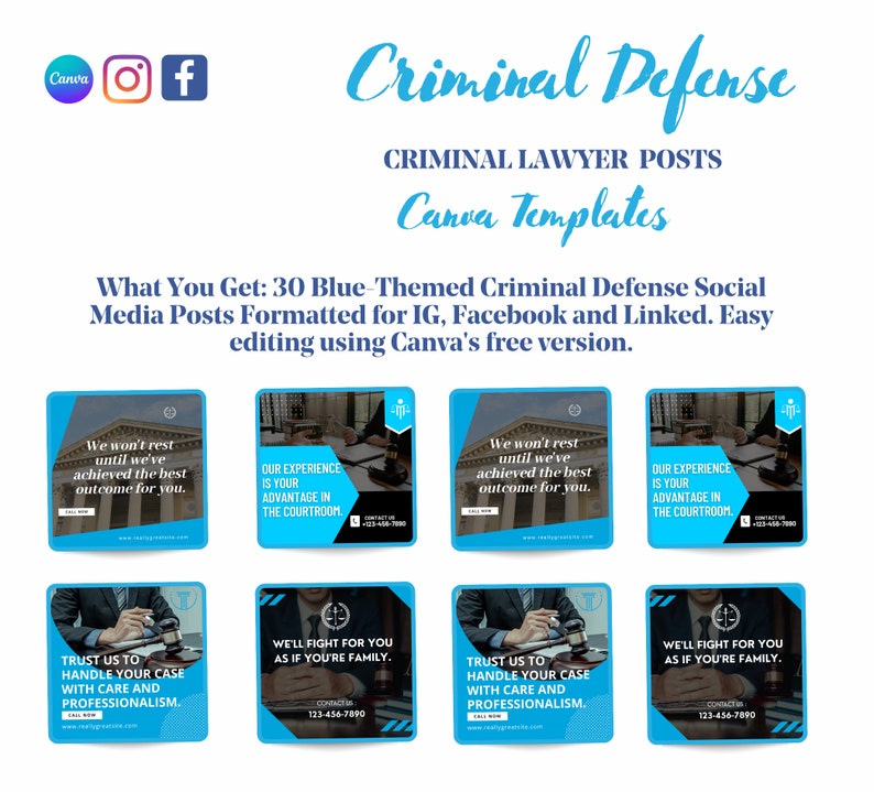 Criminal Defense Posts | Editable Canva Posts | Instagram Posts ...