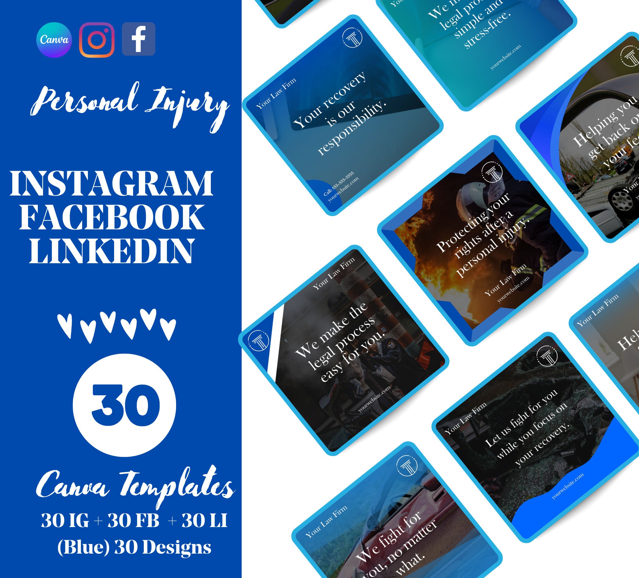 Personal Injury Law Firm Social Media Posts | Canva Templates - Etsy