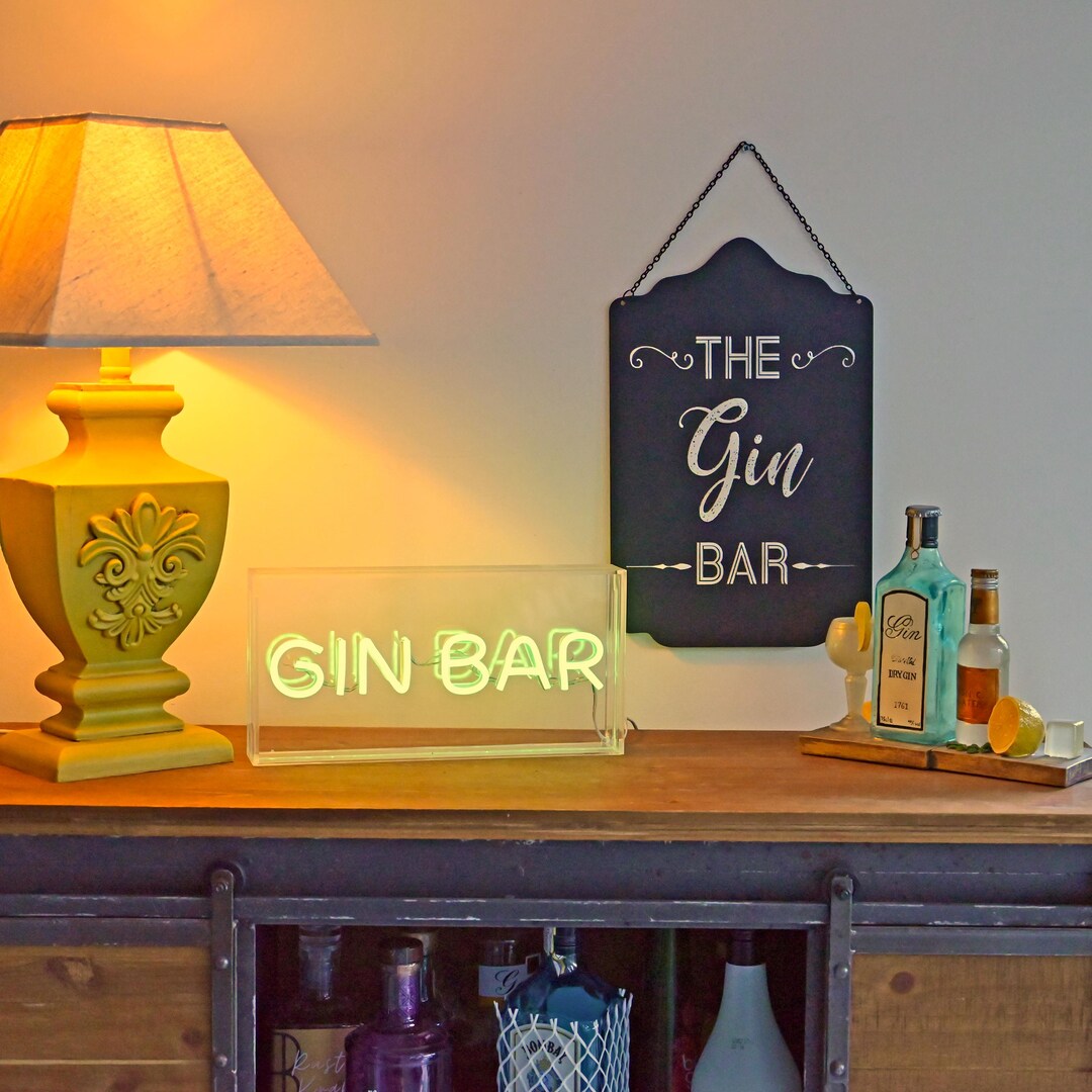 Metal Embossed “the Gin Bar” Sign. - Etsy