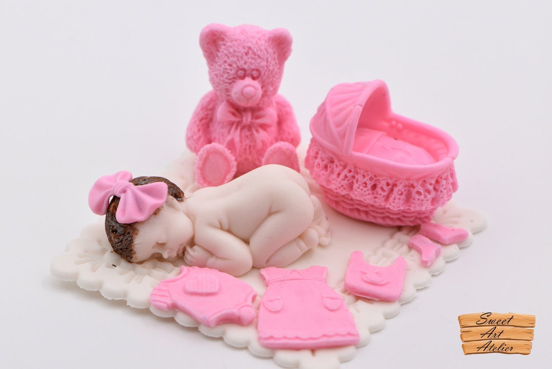 Edible Fondant Baby Decorative Cake Topper - Baby on a Blanket With ...