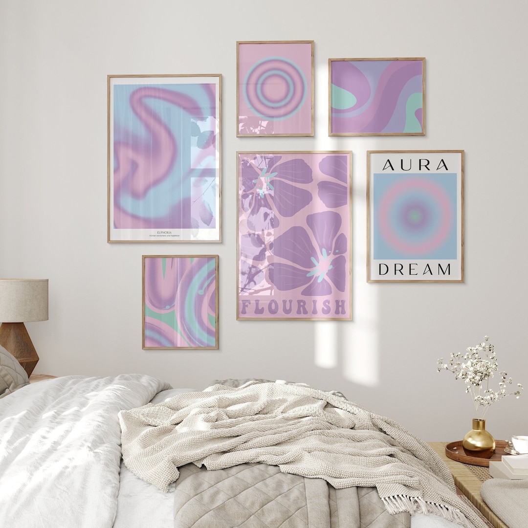 Purple Aura Gradient Spiritual Wall Poster Set, Euphoria Gradient Aura ...