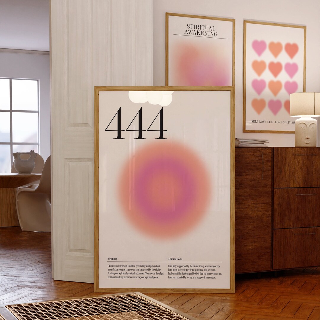 Angel Number 444 Printable Wall Art, Spiritual Art Print, Gradient ...