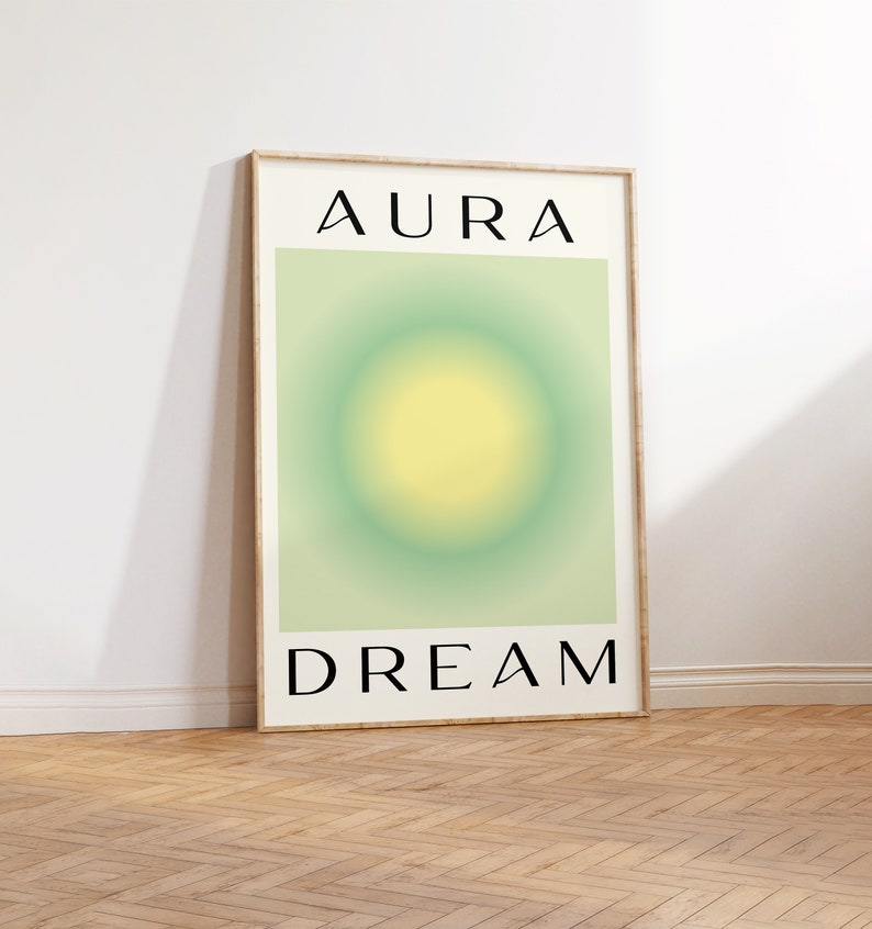 Green Aura Gradient Spiritual Wall Poster Set Angel Number - Etsy