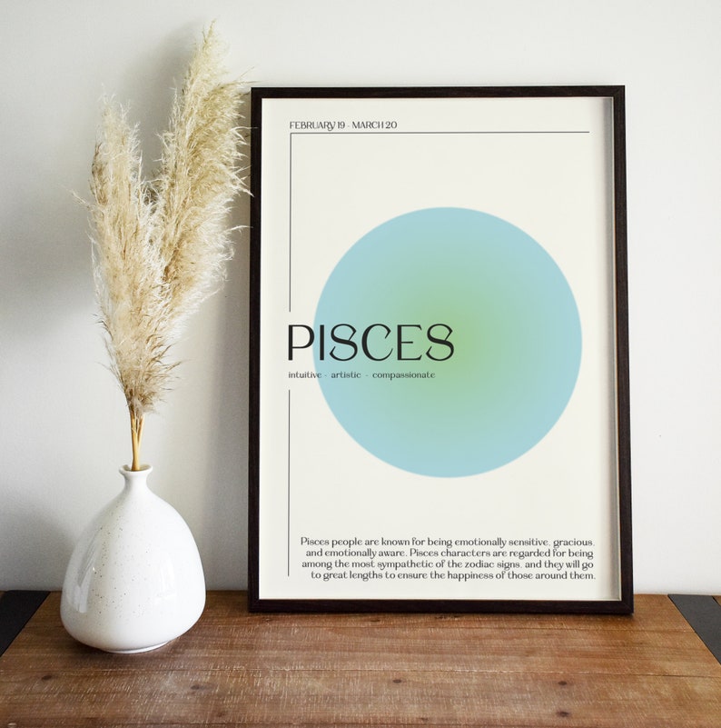 PISCES Star Sign Instant Download Print Zodiac Art Printable - Etsy