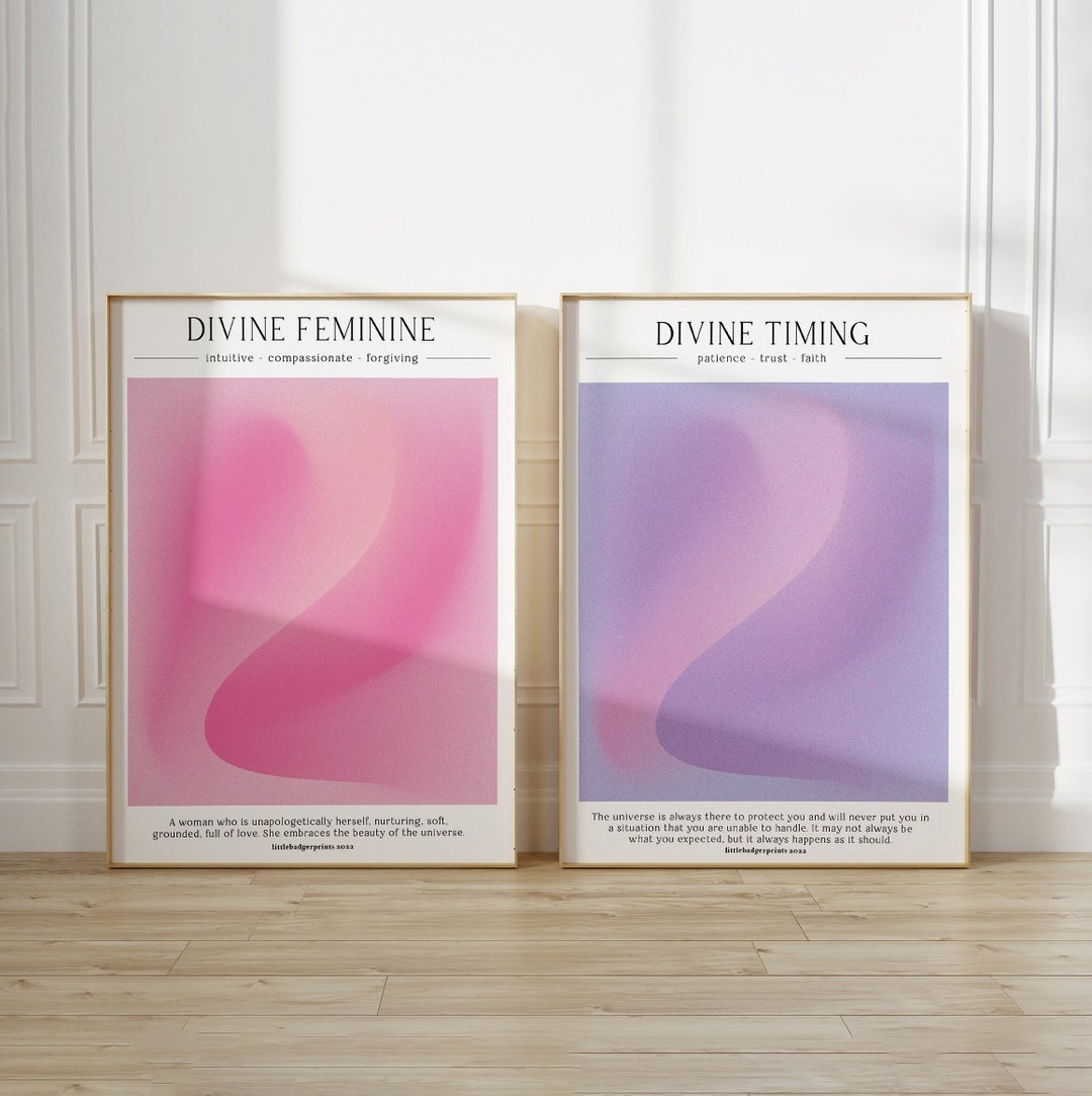 Set of 2 Divine Feminine Printable Wall Art, Divine Timing Spiritual ...