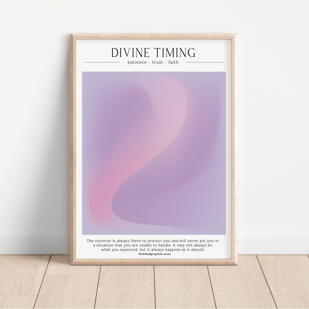 Divine Timing Printable Wall Art, Spiritual Art Print, Pink Grainy ...