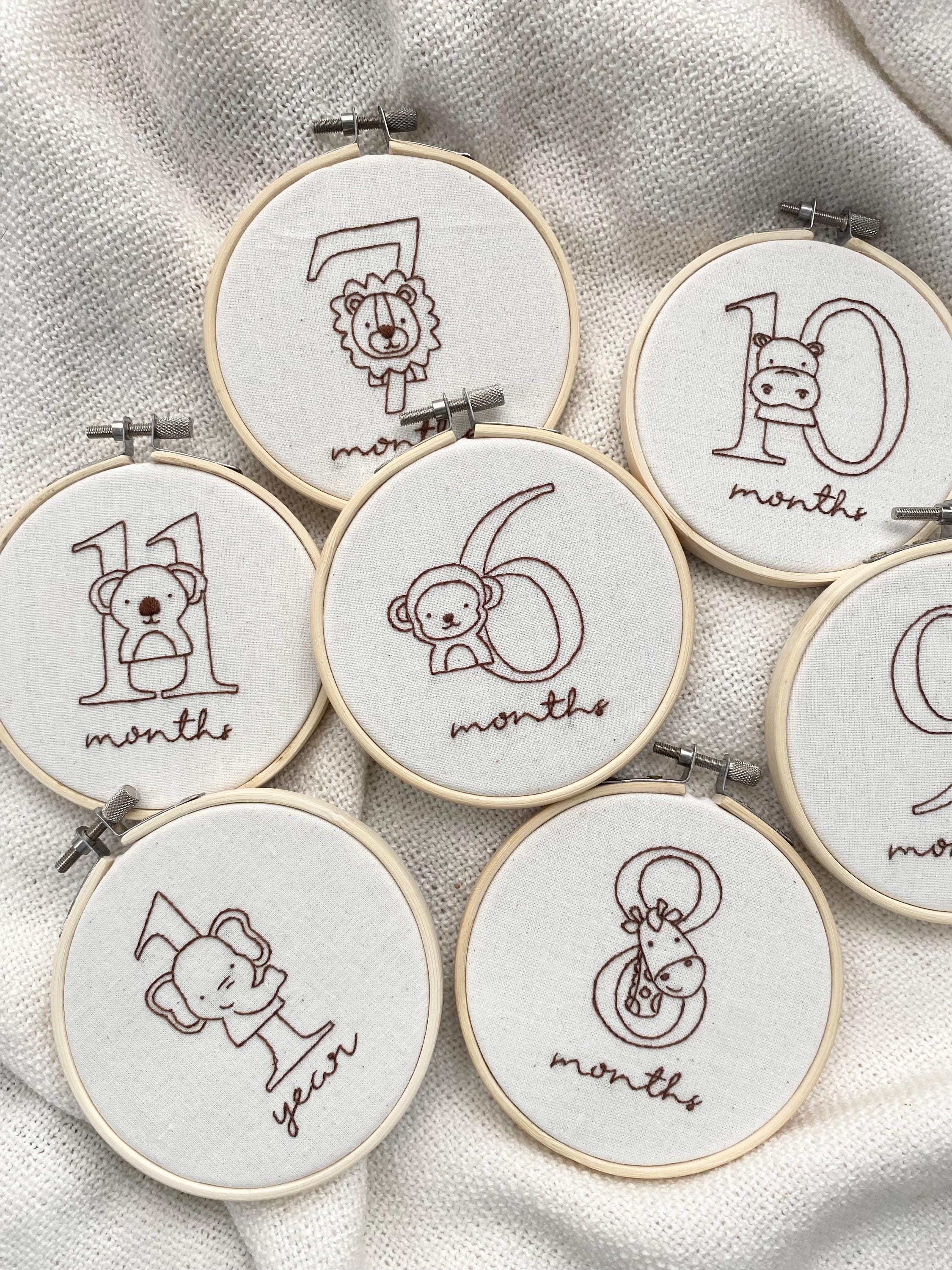 Hand Embroidered Baby Milestone Hoops: 1-12 Months - Etsy