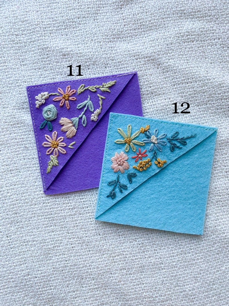 Hand Embroidered Felt Corner Bookmarks Party Favors - Etsy