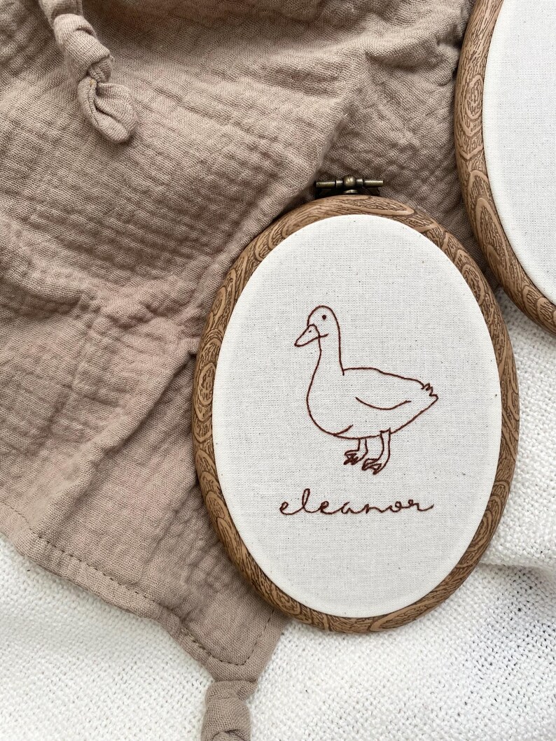 Hand Embroidered Baby Announcement Ornament: Animal Keepsake, Christmas ...
