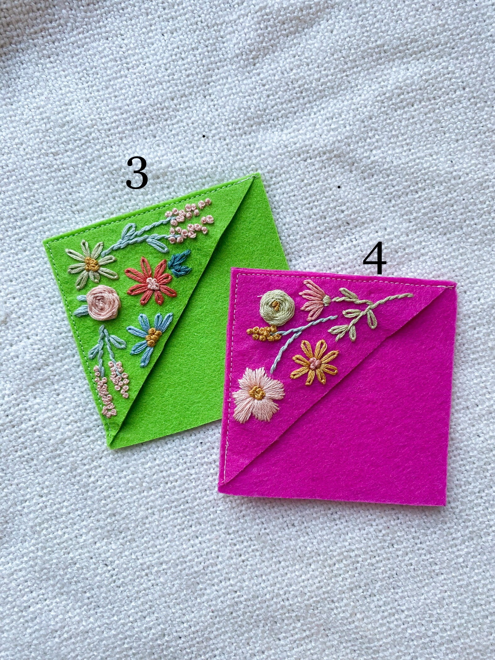 Hand Embroidered Felt Corner Bookmarks Party Favors - Etsy