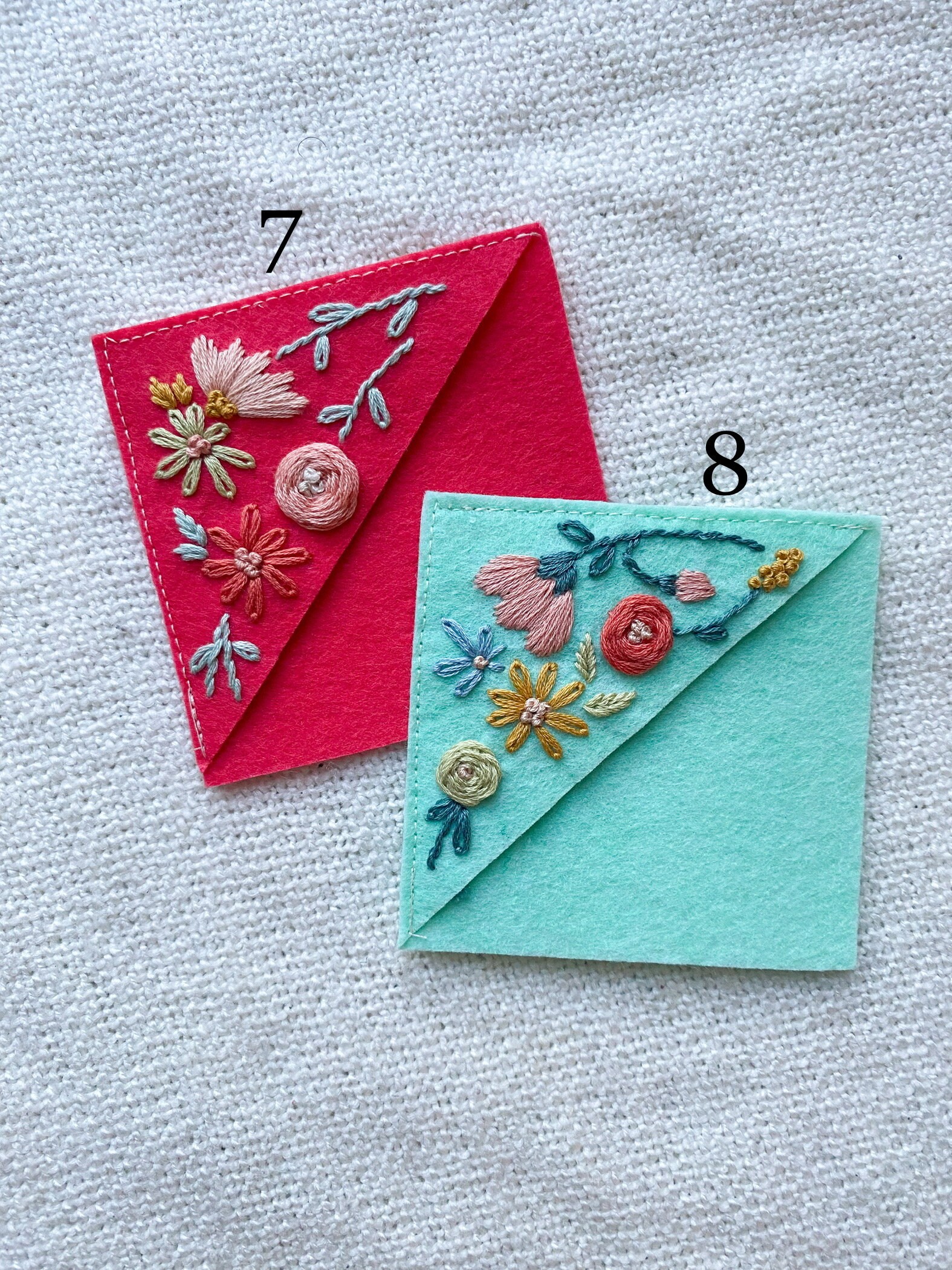 Hand Embroidered Felt Corner Bookmarks Party Favors - Etsy