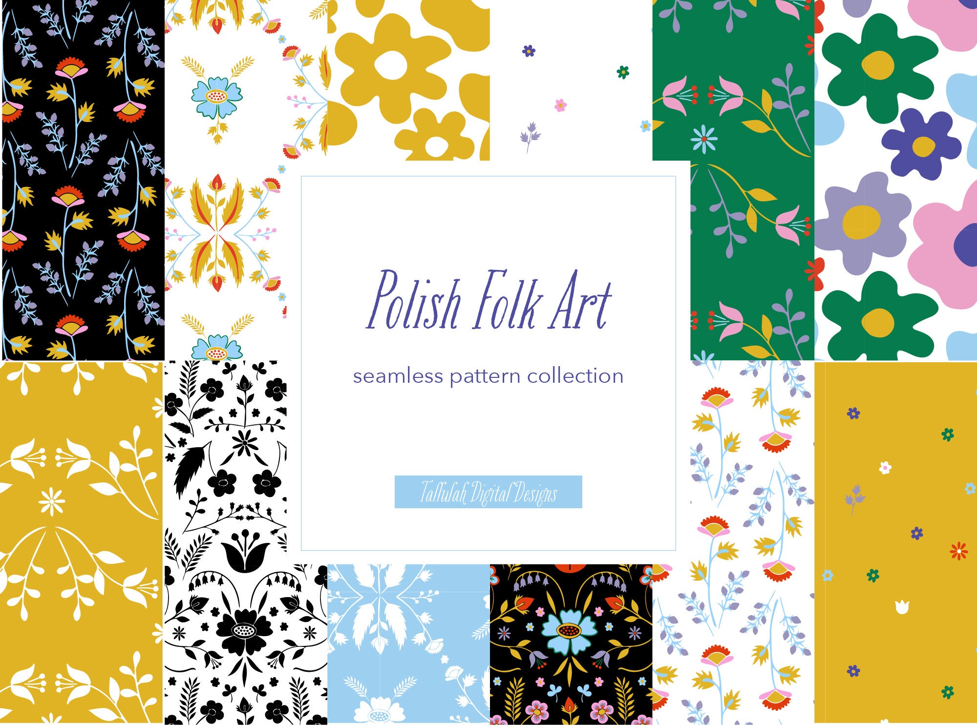 Polish Folk Art Pattern Collection | 12 Seamless Patterns | Digital ...