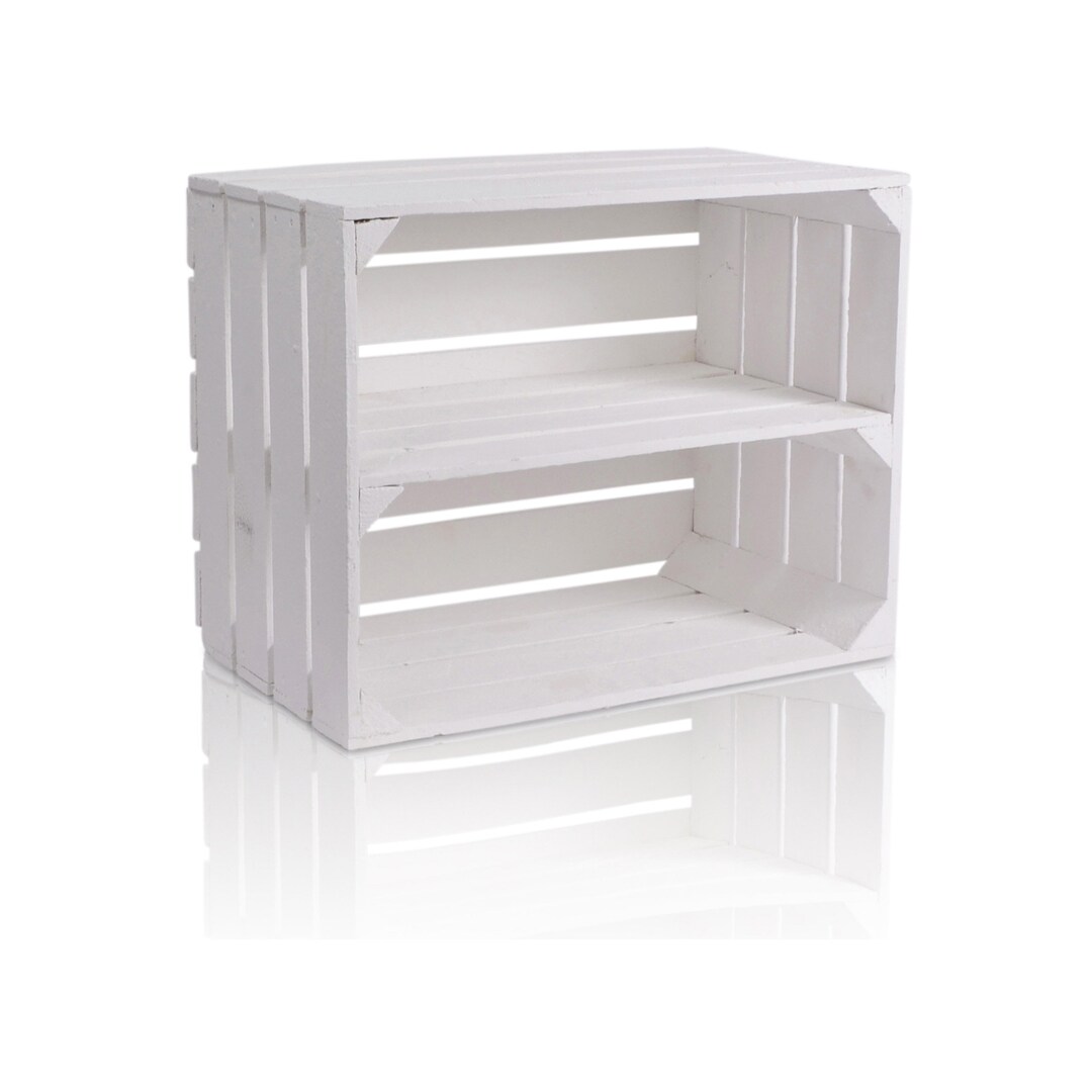 Wooden Box White Vintage Look 50x40x30cm With Long Shelf - Etsy