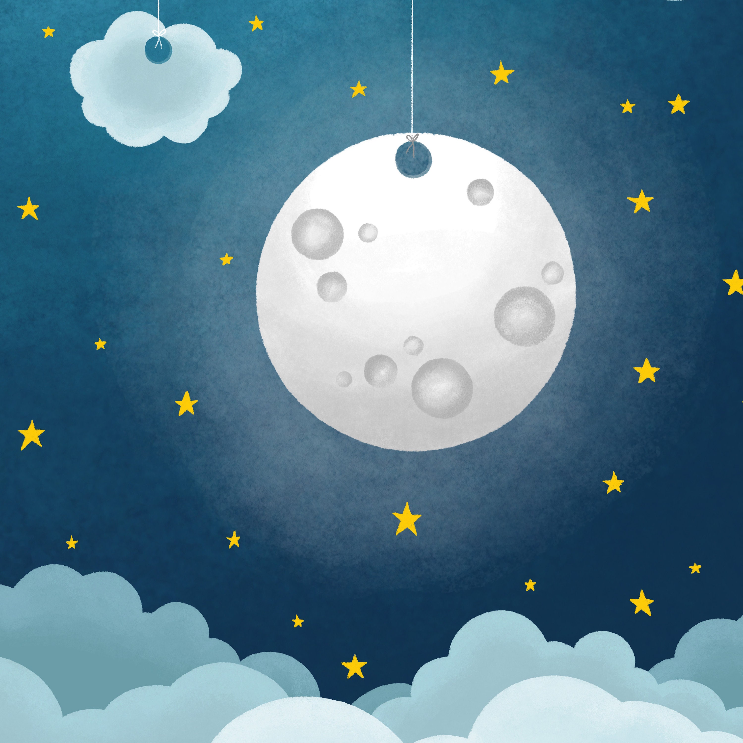 A3 Poster hanging Moon With Clouds - Etsy