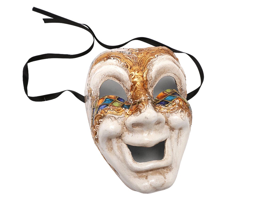 Vintage Ca'del Sol Venetian Comedy Mask Masquerade Ball Music Gold ...