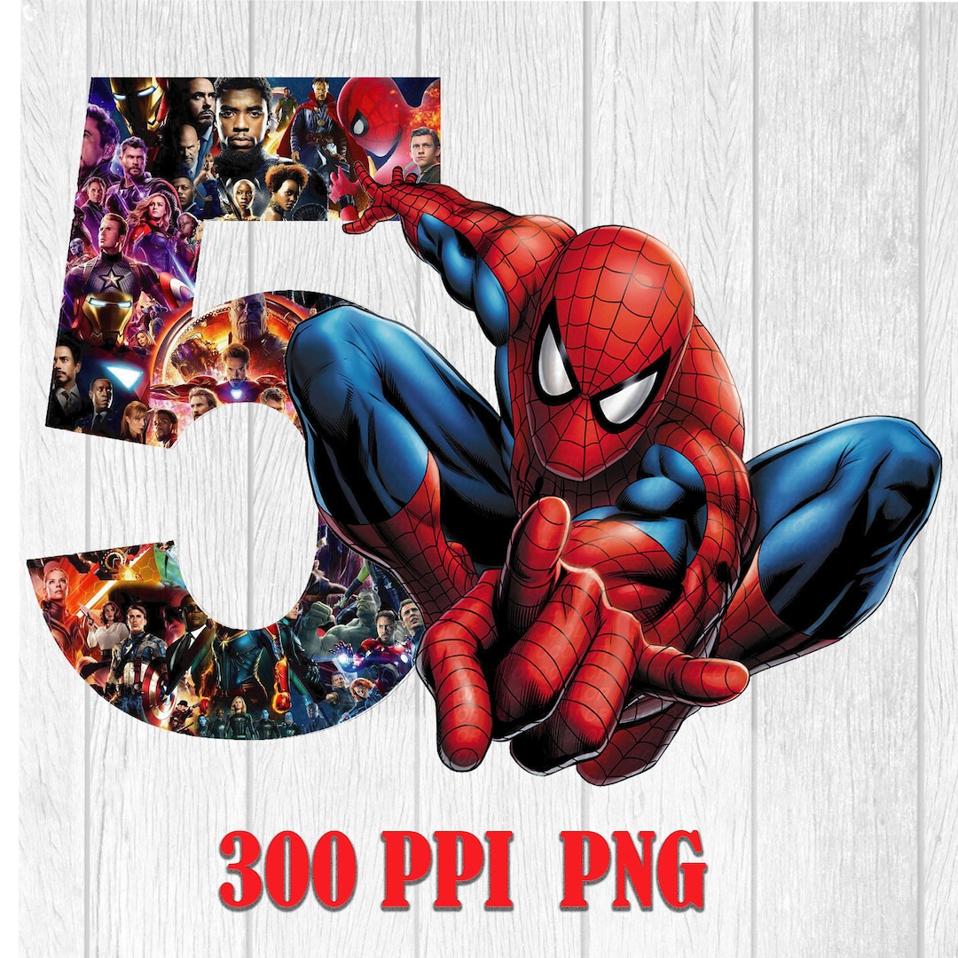 Spiderman 5th Birthday Digital File 300 PPI PNG Happy Birthday ...