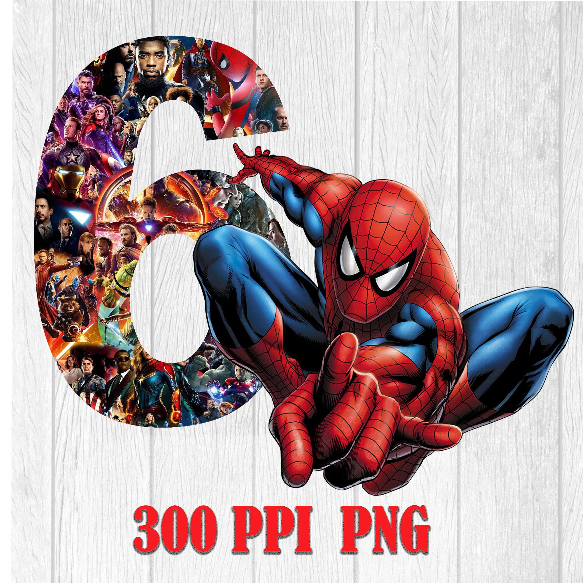 Spiderman 6th Birthday Digital File 300 PPI PNG Happy Birthday - Etsy