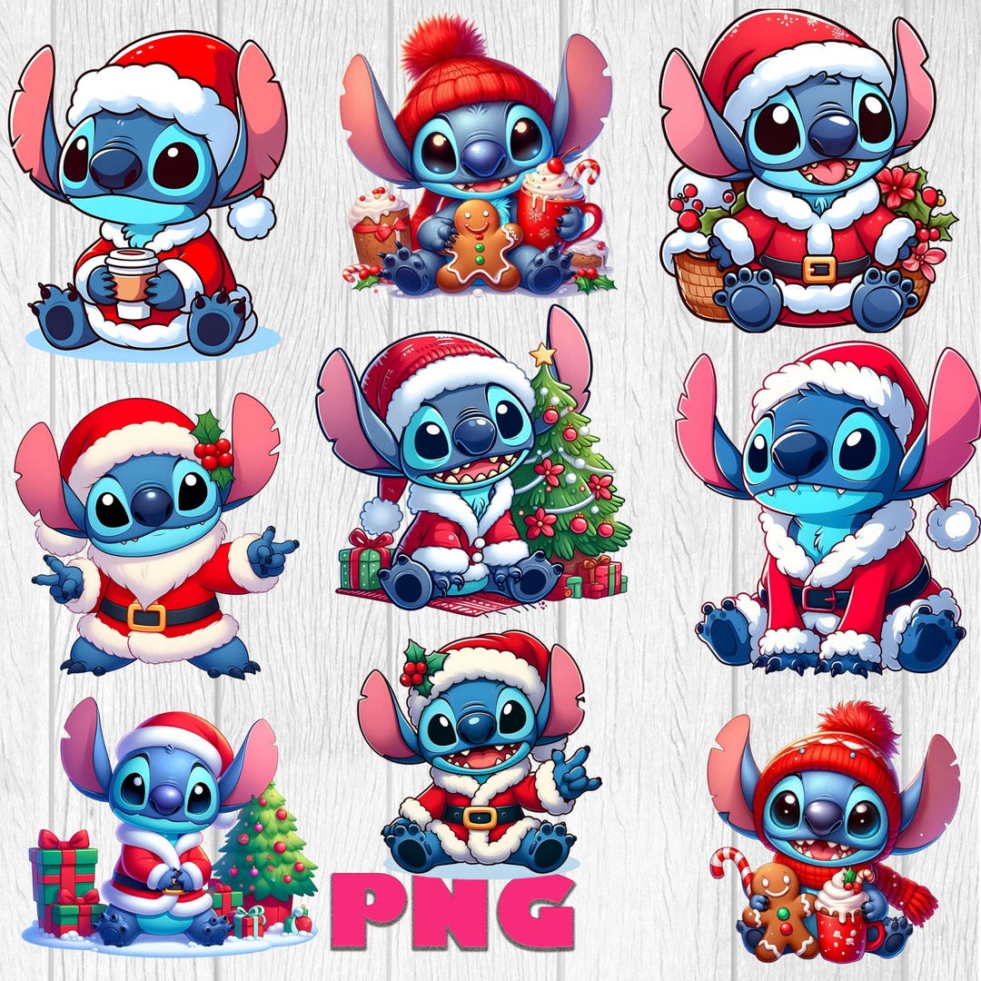 Stitch Christmas PNG Bundle : High - Resolution Digital Art (digital ...